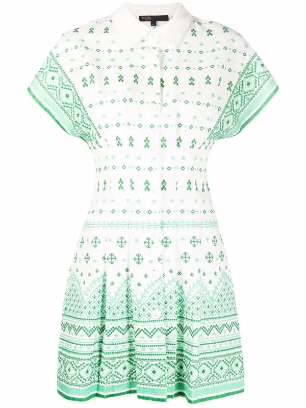Maje Embroidered Button-up Dress