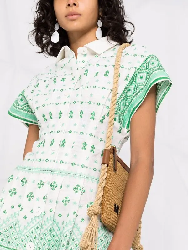 Maje Embroidered Button-up Dress