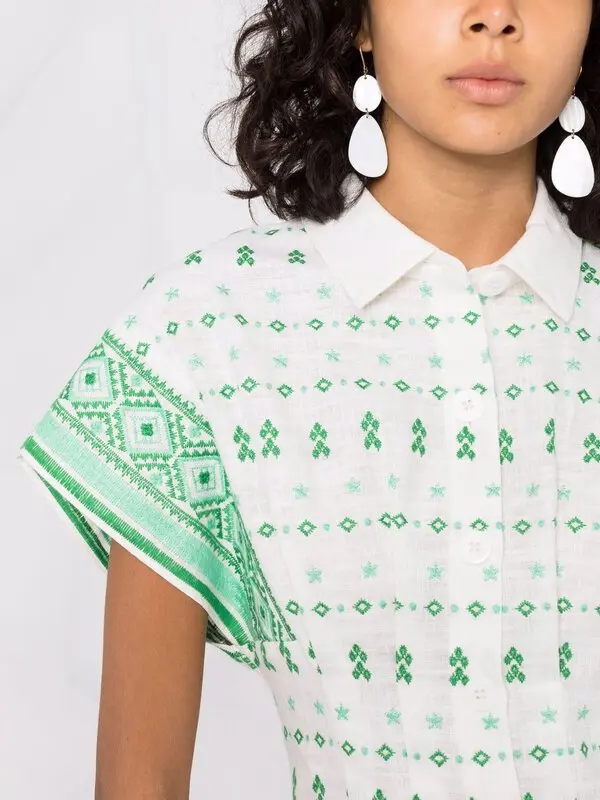 Maje Embroidered Button-up Dress