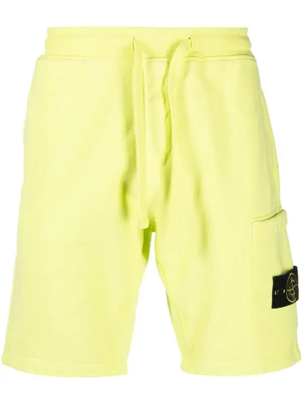Stone Island Compass-patch Cotton Track Shorts - Yellow