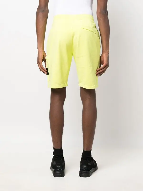 Stone Island Compass-patch Cotton Track Shorts - Yellow