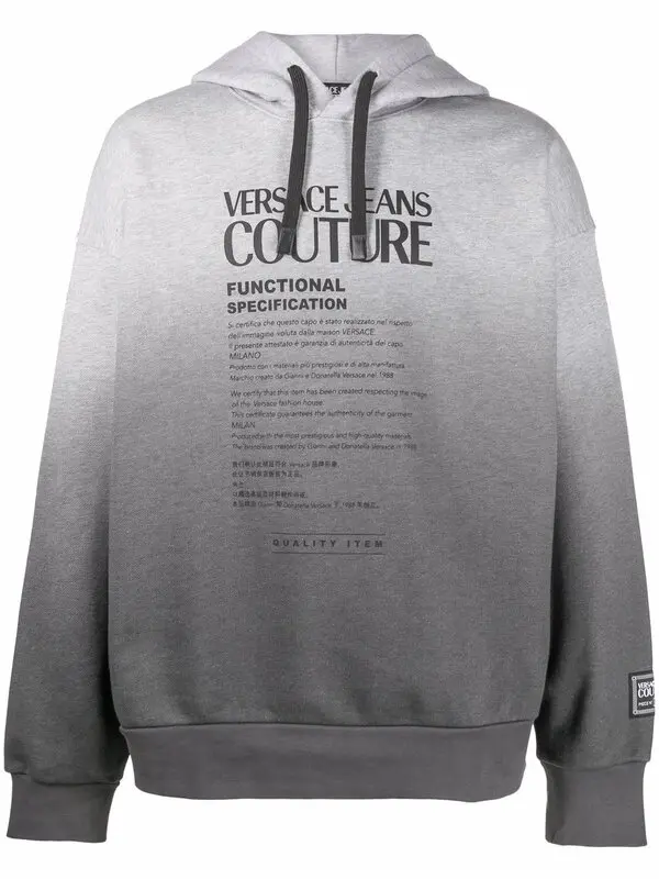 Versace Logo-print Gradient Hoodie - Grey