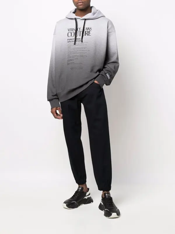 Versace Logo-print Gradient Hoodie - Grey