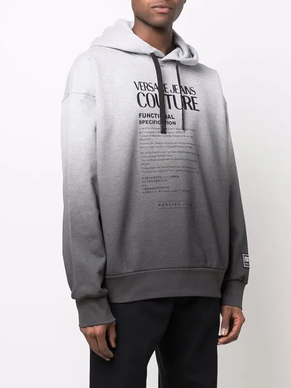 Versace Logo-print Gradient Hoodie - Grey