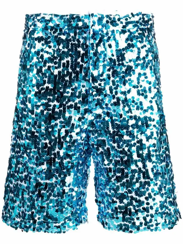Plan C Sequinned Bermuda Shorts - Blue