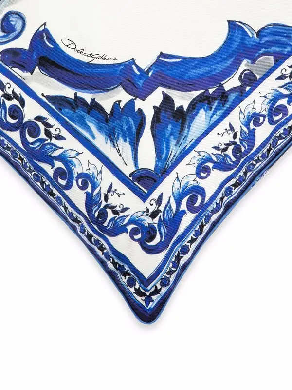 Dolce & Gabbana Medium Mediterraneo-print Silk Cushion - Blue