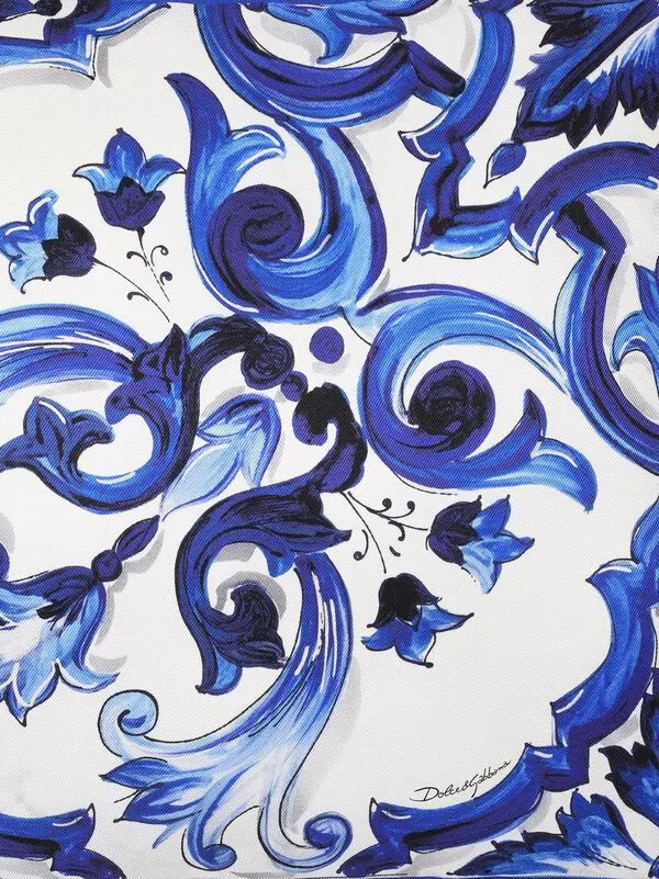 Dolce & Gabbana Medium Mediterraneo-print Silk Cushion - Blue