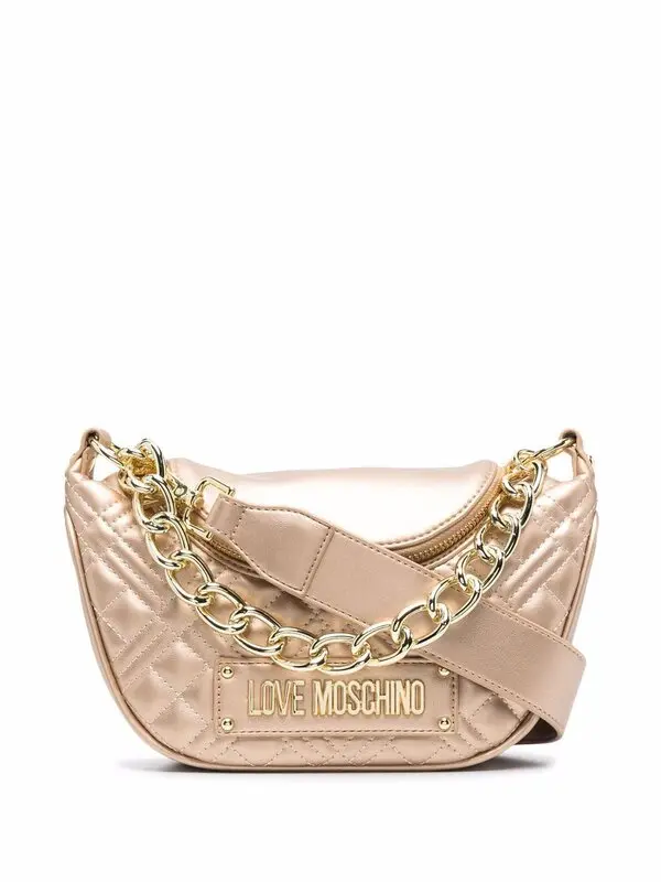 Moschino Logo Plaque Quilted Tote