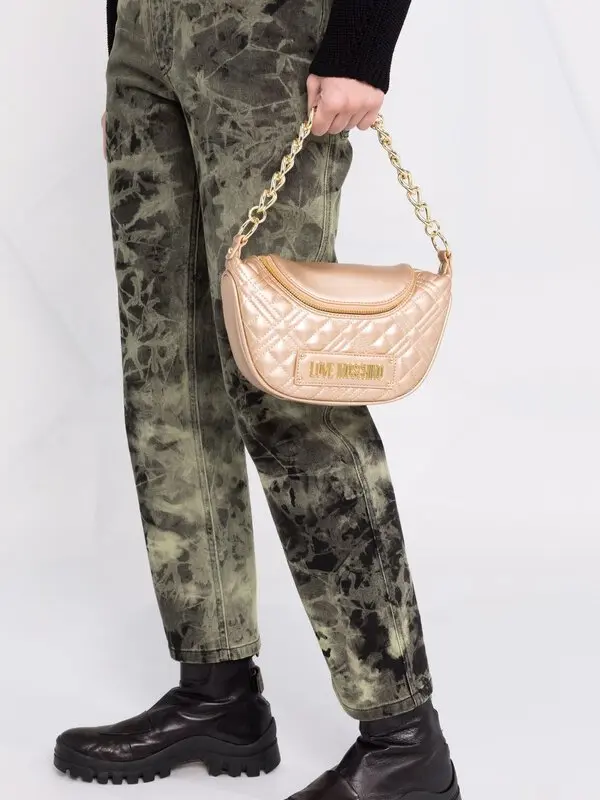 Moschino Logo Plaque Quilted Tote
