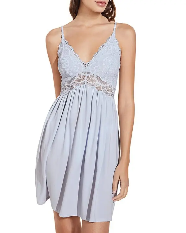 Eberjey Mariana Tencel Modal Lace Chemise - Ice Blue