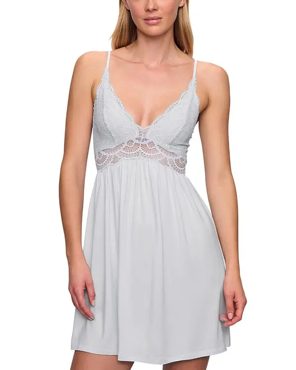 Eberjey Mariana Tencel Modal Lace Chemise - Ice Blue