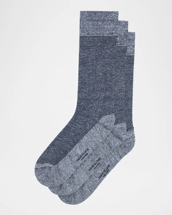 Marcoliani Two-tone Crew Socks - Dark Blue