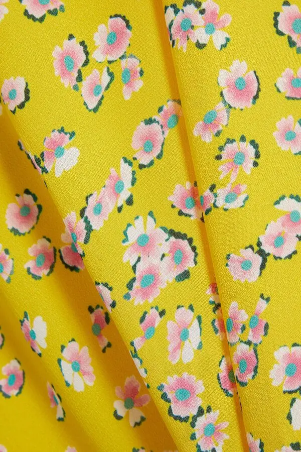 NICHOLAS Lace-up Ruched Floral-print Crepe Midi Dress