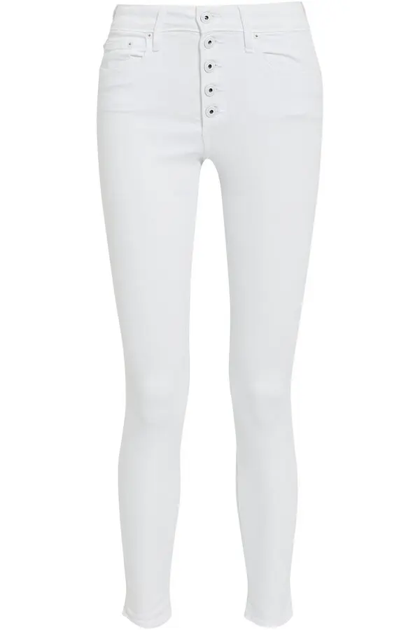 Simkhai Rhys Distressed Mid-rise Skinny Jeans - White