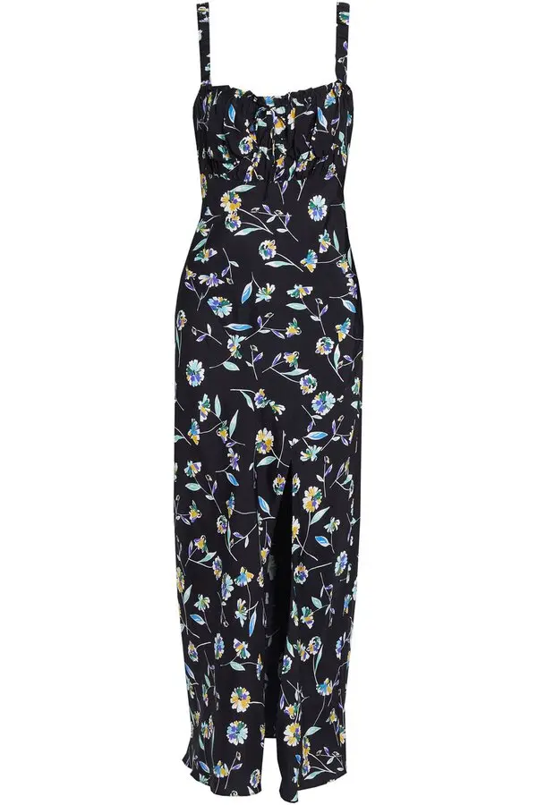 NICHOLAS Floralprint Satin Maxi Dress - Black