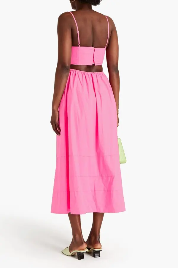 NICHOLAS Cutout Cotton-poplin Midi Dress - Pink
