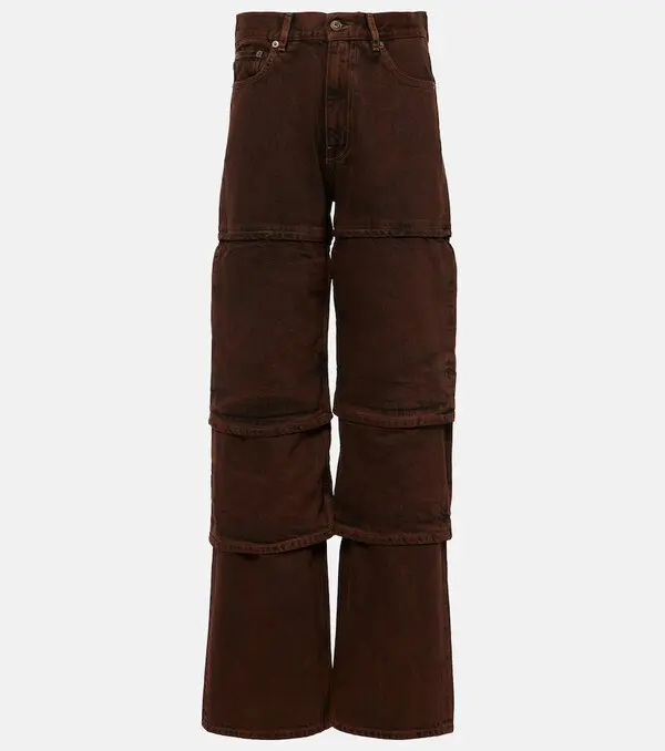 Y/project Paneled High-rise Skinny Jeans - Brown
