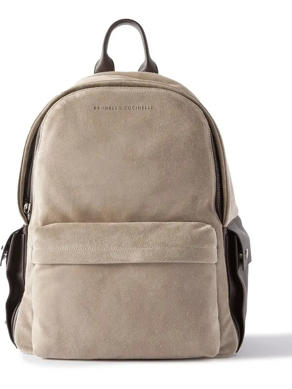Brunello Cucinelli Monili Trimmed Nubuck Backpack Brunello Cucinelli Monili Zip Leather Backpack | Neiman Marcus main image 4