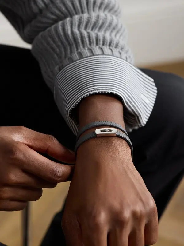 Messika My Move White Gold, Diamond And Leather Bracelet