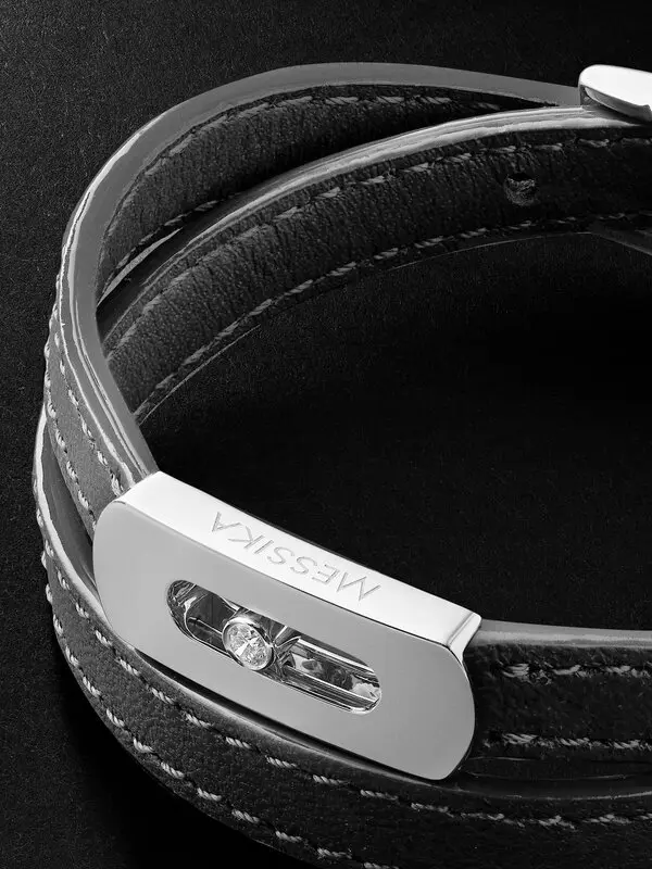 Messika My Move White Gold, Diamond And Leather Bracelet