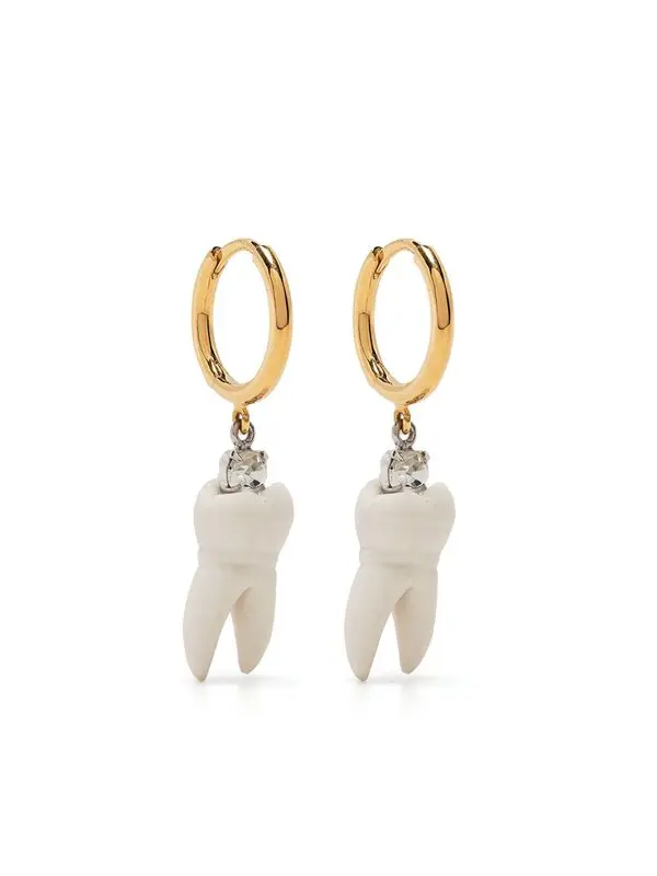 Simone Rocha Tooth Charm Hoop Earrings