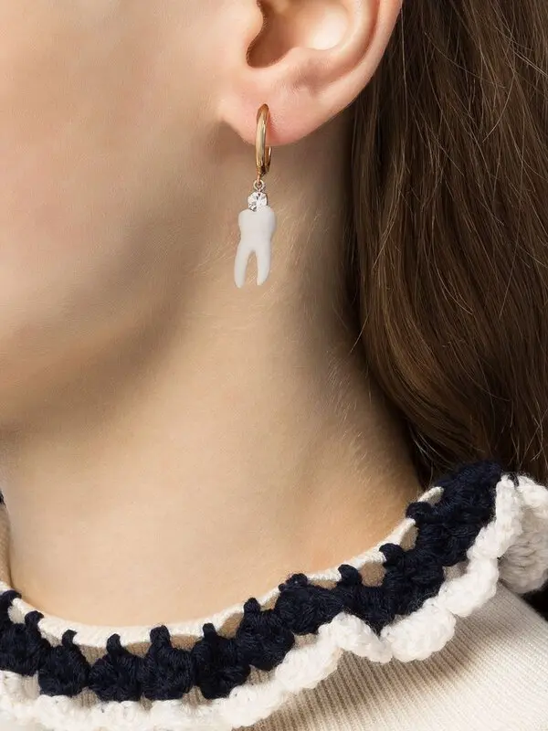Simone Rocha Tooth Charm Hoop Earrings