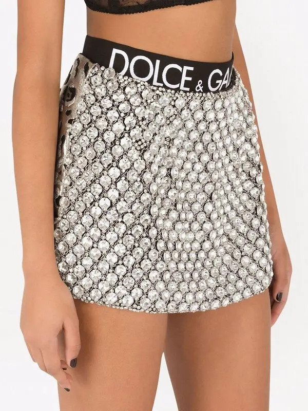 Dolce & Gabbana Crystal-embellished Jacquard Miniskirt