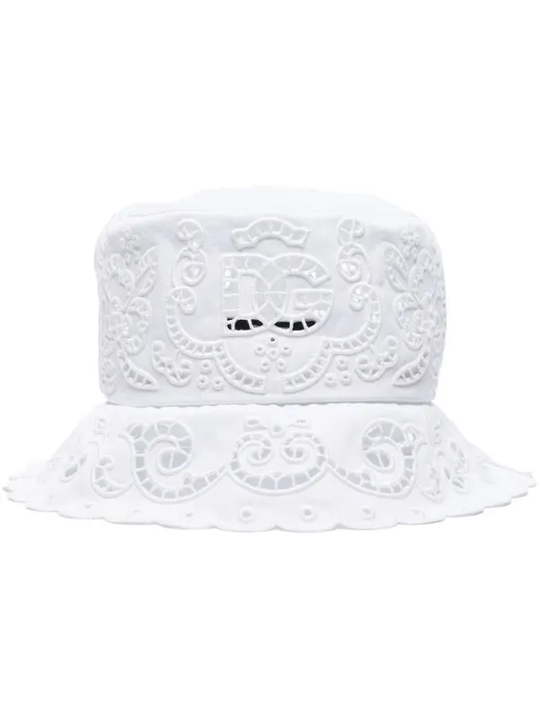 Dolce & Gabbana Broderie Anglaise Bucket Hat - White