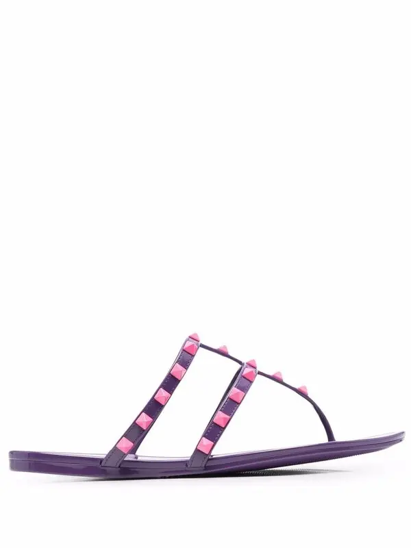 Valentino Garavani Rockstud Flat Sandals - Purple