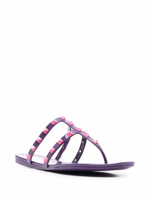 Valentino Garavani Rockstud Flat Sandals - Purple