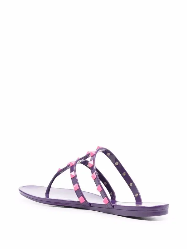 Valentino Garavani Rockstud Flat Sandals - Purple