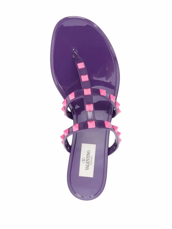 Valentino Garavani Rockstud Flat Sandals - Purple