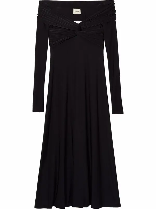 Khaite Cerna Off-shoulder Midi Dress