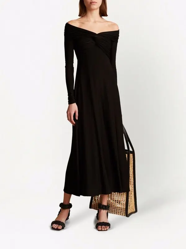 Khaite Cerna Off-shoulder Midi Dress
