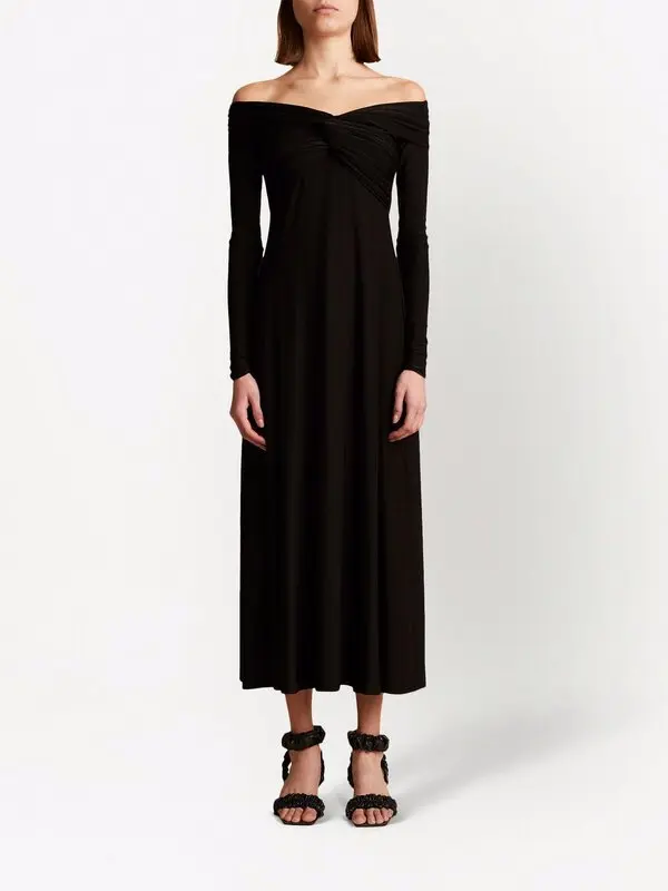 Khaite Cerna Off-shoulder Midi Dress