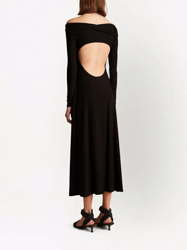 Khaite Cerna Off-shoulder Midi Dress