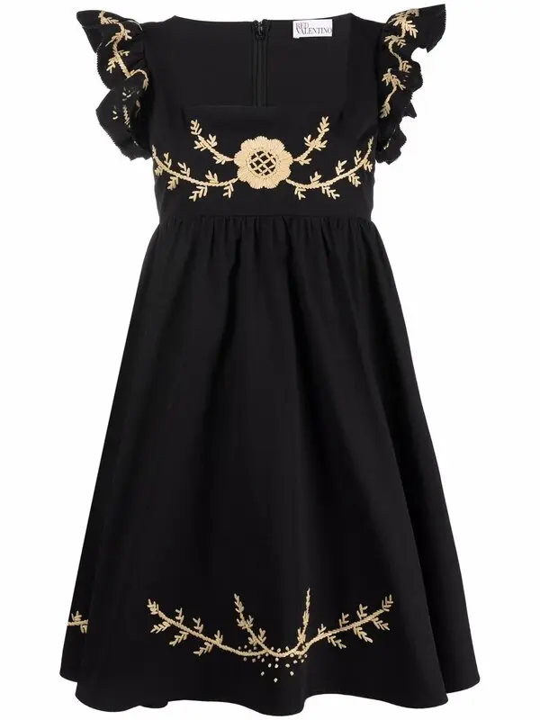 Red Valentino Embroidered Cotton Mini Dress