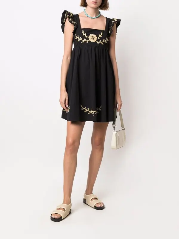 Red Valentino Embroidered Cotton Mini Dress