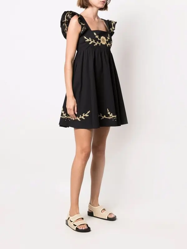 Red Valentino Embroidered Cotton Mini Dress