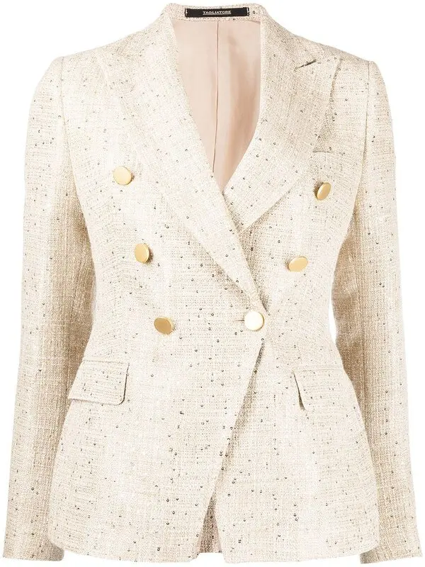Tagliatore Double-breasted Sequin-embellished Blazer - Gold