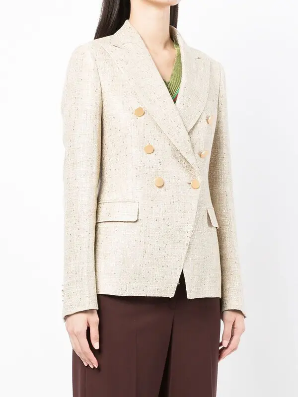 Tagliatore Double-breasted Sequin-embellished Blazer - Gold