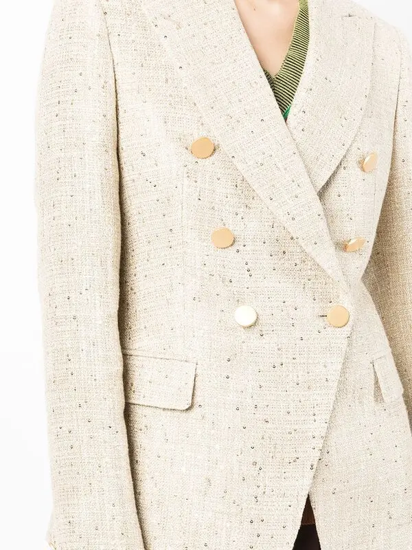 Tagliatore Double-breasted Sequin-embellished Blazer - Gold