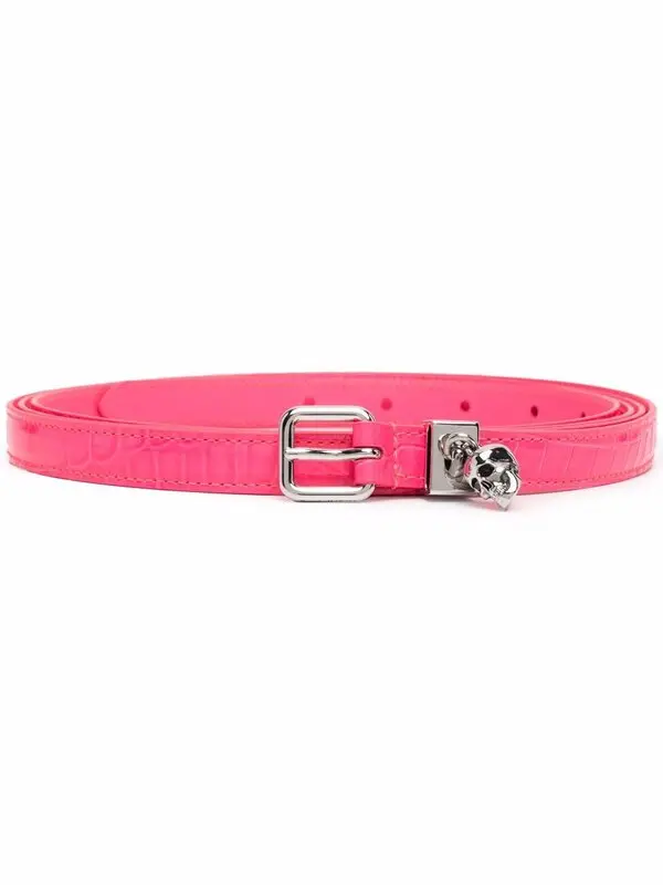 Alexander McQueen Skull Charm Buckle Belt - Pink