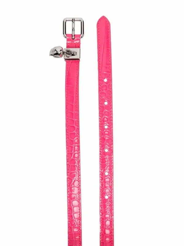 Alexander McQueen Skull Charm Buckle Belt - Pink
