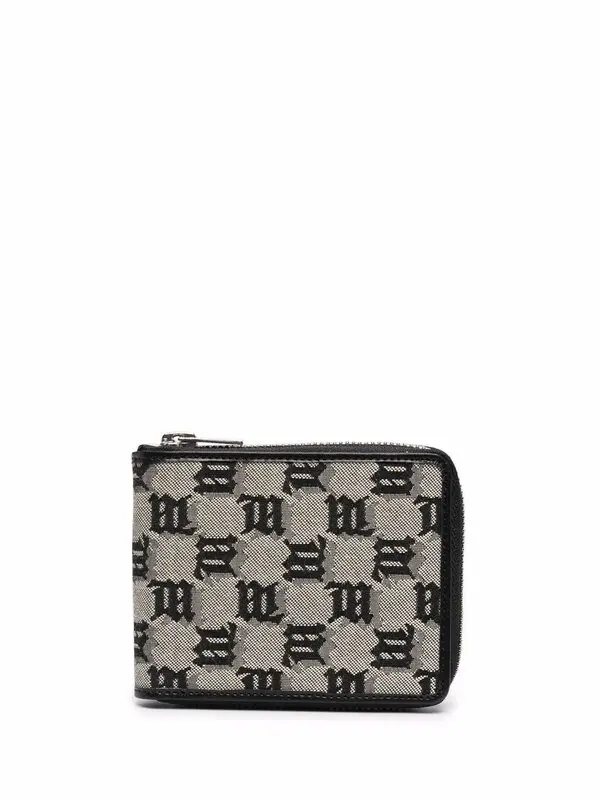 MISBHV Jacquard Monogram Zipped Wallet - Neutrals