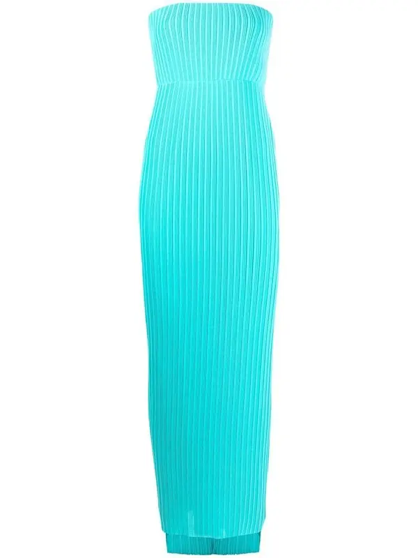 Solace London Harlee Strapless Draped Gown In Blue - 40% Off | Editorialist