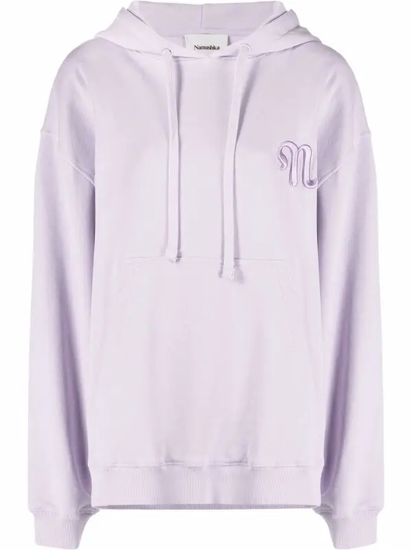 Nanushka Logo-embroidered Organic Cotton Hoodie - Purple