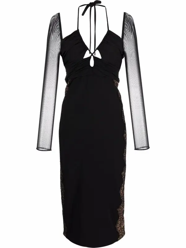 Self-portrait Cut-out Jersey Dress - Black