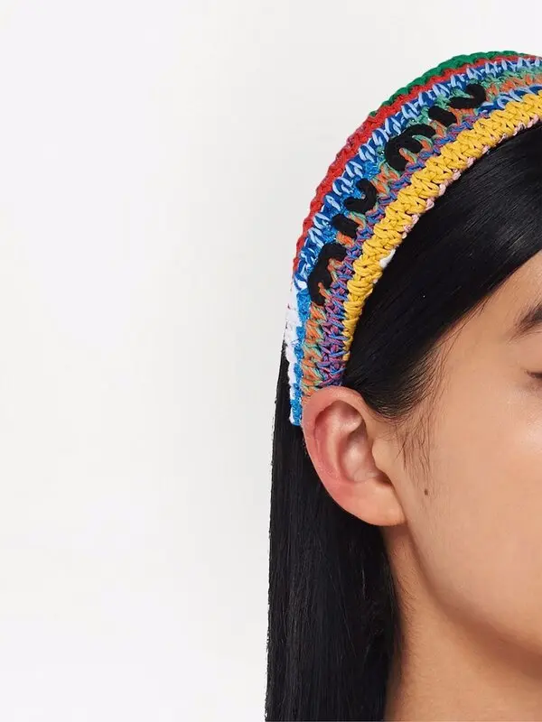 miu miu ネイビー ヘアバンド Miu Miu Crochet Knit Headband - Multicolour | Editorialist