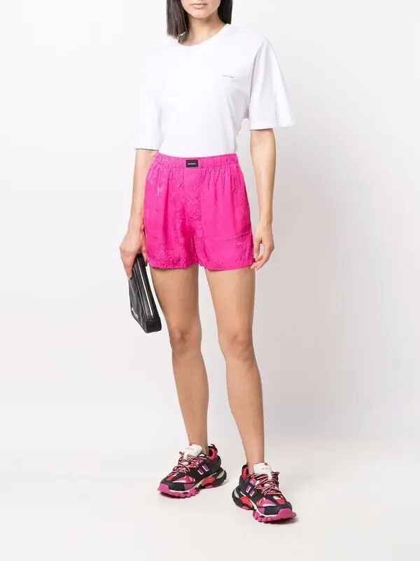 Balenciaga Logo-patch High-waisted Shorts - Pink
